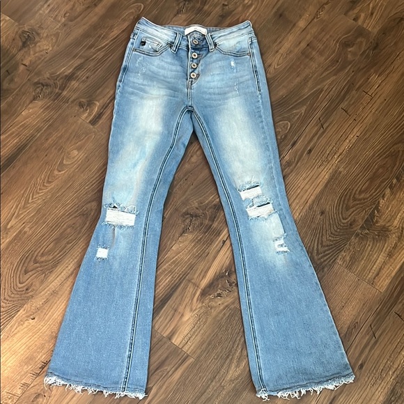 KanCan | Jeans | Kancan Womens Light Blue Distressed Flare Jeans Size ...